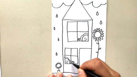 How To Draw A Tall House For Young Kids - Easy How To Draw For Kids