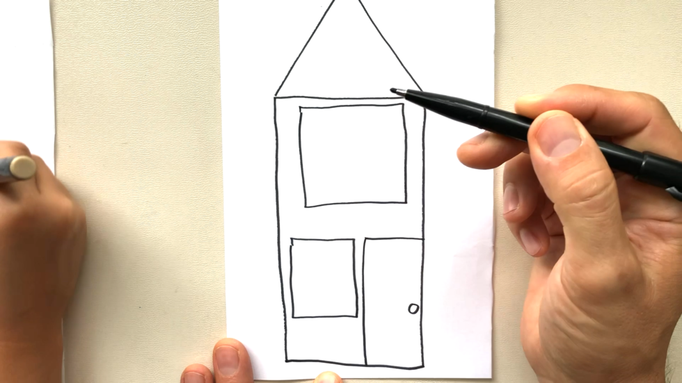 How To Draw A Tall House For Young Kids - Easy How To Draw For Kids